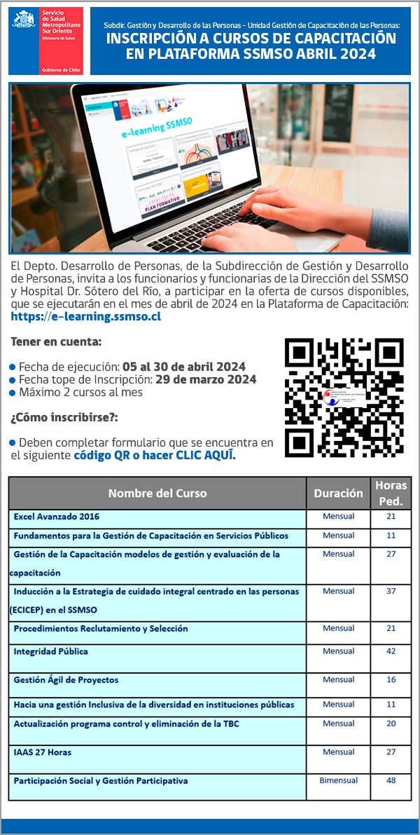 SSMSO: Inscripción a Cursos de Capacitación en Plataforma SSMSO abril ...